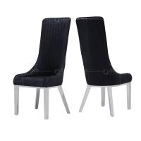China Mirror Silver 122cm SS Dining Chairs PU Black High Back Dining Chairs for sale