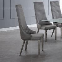 China Mirror Silver 122cm SS Dining Chairs PU Black High Back Dining Chairs for sale