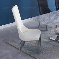 China Mirror Silver 122cm SS Dining Chairs PU Black High Back Dining Chairs for sale