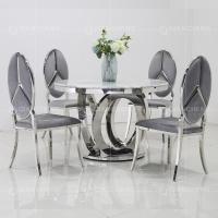 China QIANCHENG Anti Oxidation SS Dining Tables Dia130x75cm Round Marble Top for sale