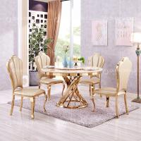China Gold 0.4CBM Stainless Steel Banquet Table 130cm Round Marble Dining Table for sale
