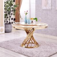 China Gold 0.4CBM Stainless Steel Banquet Table 130cm Round Marble Dining Table for sale