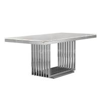 China Width 39inch Stainless Steel Kitchen Table Set Artificial Marble Top Dining Table for sale