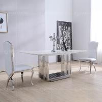 China Width 39inch Stainless Steel Kitchen Table Set Artificial Marble Top Dining Table for sale