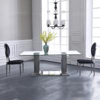 China 1.2mm 201 SS Dining Tables Tempered Glass Modern Room Furniture for sale