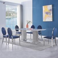 China 1.2mm 201 SS Dining Tables Tempered Glass Modern Room Furniture for sale