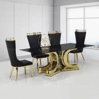 China High Gloss 0.45CBM SS Dining Tables Set X Shape Mirror Metal Base for sale