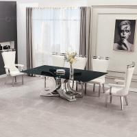 China High Gloss 0.45CBM SS Dining Tables Set X Shape Mirror Metal Base for sale