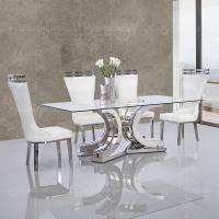 China High Gloss 0.45CBM SS Dining Tables Set X Shape Mirror Metal Base for sale
