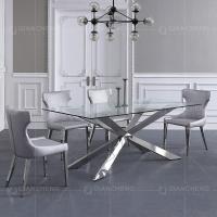 China Clear 0.82CBM SS Dining Tables 4 Seater 93kg Modern Dining Room Table for sale