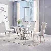China Qiancheng 200x100x75cm Marble Top Restaurant Tables Smooth SS Lightweight Frame for sale
