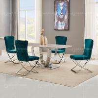 China Qiancheng 200x100x75cm Marble Top Restaurant Tables Smooth SS Lightweight Frame for sale