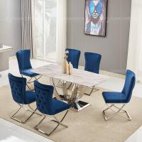 China Qiancheng 200x100x75cm Marble Top Restaurant Tables Smooth SS Lightweight Frame for sale