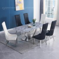 China Qiancheng 200x100x75cm Marble Top Restaurant Tables Smooth SS Lightweight Frame for sale