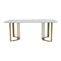 China Italian 200x100x75cm Luxury Marble Dining Table Gold Stainless Steel leg for sale