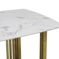 China Italian 200x100x75cm Luxury Marble Dining Table Gold Stainless Steel leg for sale