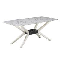 China Home Furniture Marble Top Stainless Steel Dining Table 78inchx40inchx30inch for sale