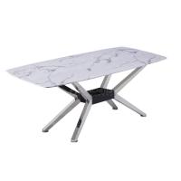 China Home Furniture Marble Top Stainless Steel Dining Table 78inchx40inchx30inch for sale