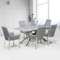 China Home Furniture Marble Top Stainless Steel Dining Table 78inchx40inchx30inch for sale