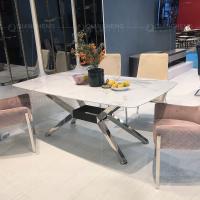 China Home Furniture Marble Top Stainless Steel Dining Table 78inchx40inchx30inch for sale