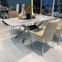 China Home Furniture Marble Top Stainless Steel Dining Table 78inchx40inchx30inch for sale
