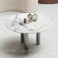 China 20mm Thick Sintered Stone Dining Table 180cm Silver Stainless Steel for sale