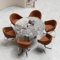 China 20mm Thick Sintered Stone Dining Table 180cm Silver Stainless Steel for sale