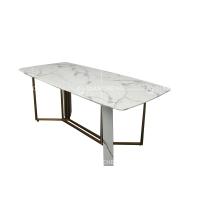 China modern 56kg Luxury Marble Dining Table Rugged Stainless Steel Base Rectangle Shape for sale