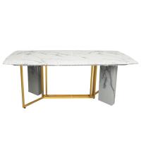 China modern 56kg Luxury Marble Dining Table Rugged Stainless Steel Base Rectangle Shape for sale