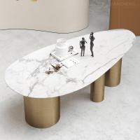 China Uber Stylish 0.4CBM Luxury Marble Dining Table 8 Seater 1.2mm 201 Stainless Steel for sale