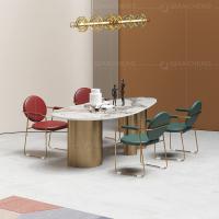 China Uber Stylish 0.4CBM Luxury Marble Dining Table 8 Seater 1.2mm 201 Stainless Steel for sale