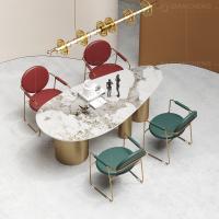 China Uber Stylish 0.4CBM Luxury Marble Dining Table 8 Seater 1.2mm 201 Stainless Steel for sale