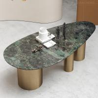 China Uber Stylish 0.4CBM Luxury Marble Dining Table 8 Seater 1.2mm 201 Stainless Steel for sale