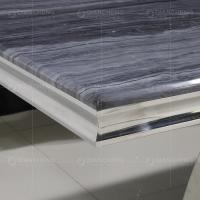 China UK Style 0.57cbm Grey Marble Dining Table Stainless Steel Cross Leg for sale