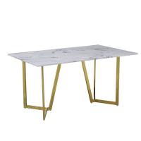 China 6 Seater Luxury Marble Dining Table Sintered Stone Top Dining Table for sale