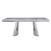 China Luxury Modern 200cm Grey Marble Top Dining Table 78inchx39inchx30inch for sale