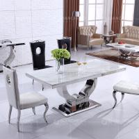 China Modern 150x90x75cm 6 Seater Marble Top Dining Table Qiancheng Furniture for sale