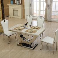 China Modern 150x90x75cm 6 Seater Marble Top Dining Table Qiancheng Furniture for sale
