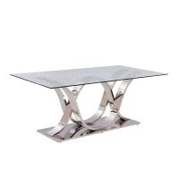 China 0.6m3 Modern 8 Seater Dining Table 78inch Stainless Steel Glass Dining Table for sale