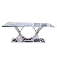 China 0.6m3 Modern 8 Seater Dining Table 78inch Stainless Steel Glass Dining Table for sale