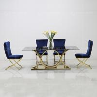 China 0.6m3 Modern 8 Seater Dining Table 78inch Stainless Steel Glass Dining Table for sale