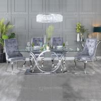 China 0.6m3 Modern 8 Seater Dining Table 78inch Stainless Steel Glass Dining Table for sale