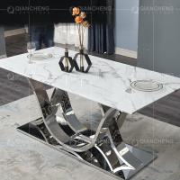 China 78inch Luxury Marble Dining Table for sale
