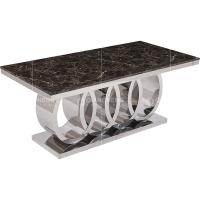 China 180x90x76cm 8 Seater Marble Dining Table Stainless Steel gold color for sale