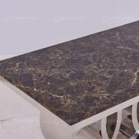 China 180x90x76cm 8 Seater Marble Dining Table Stainless Steel gold color for sale