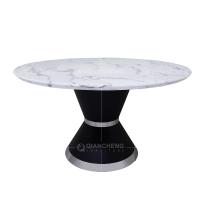 China French Style 20mm Luxury Marble Dining Table 200x100x75cm Stainless Steel Frame for sale