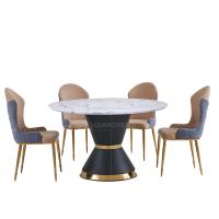 China French Style 20mm Luxury Marble Dining Table 200x100x75cm Stainless Steel Frame for sale