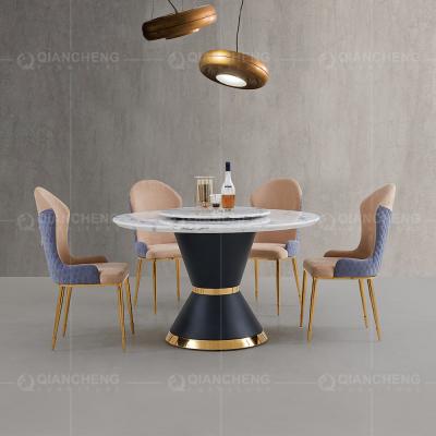 China French Style 20mm Luxury Marble Dining Table 200x100x75cm Stainless Steel Frame for sale