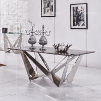 China ODM Modern Dining Room Furniture 123kg Tempered Glass Rectangular Table for sale