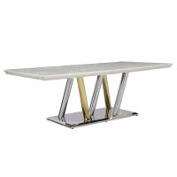 China 220x110x75cm Luxury Marble Dining Table White Marble Top Dining Room Table for sale